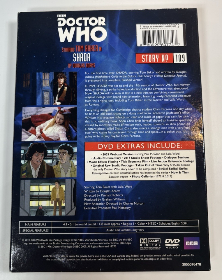 Doctor Who: Shada (Story 109) - Region 1 DVD 2-disc set 883929607747| eBay