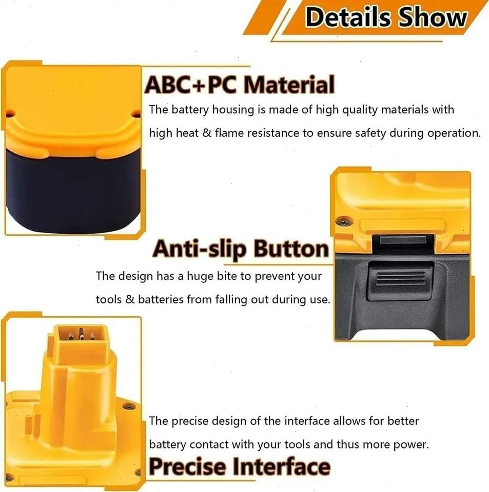 2 Pack 12 Volt Replace For DEWALT DC9071 12V Battery DW9071 DW9072 ...