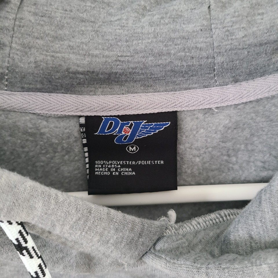 Women's Dr. J Julius Erving Gray Cropped Hoodie NBA Embroidered Front ...