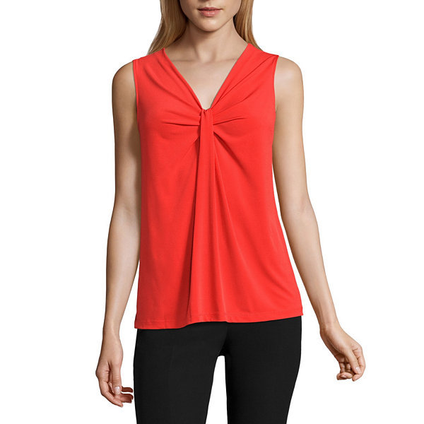 Worthington Sleeveless Knot-Neck Top Size PXL Solid Fiery Red New | eBay