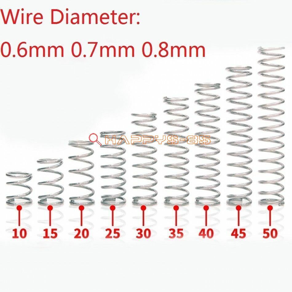 10Pcs Wire Dia 0.6mm 304 Stainles Steel Compression Spring OD 5mm-50mm ...