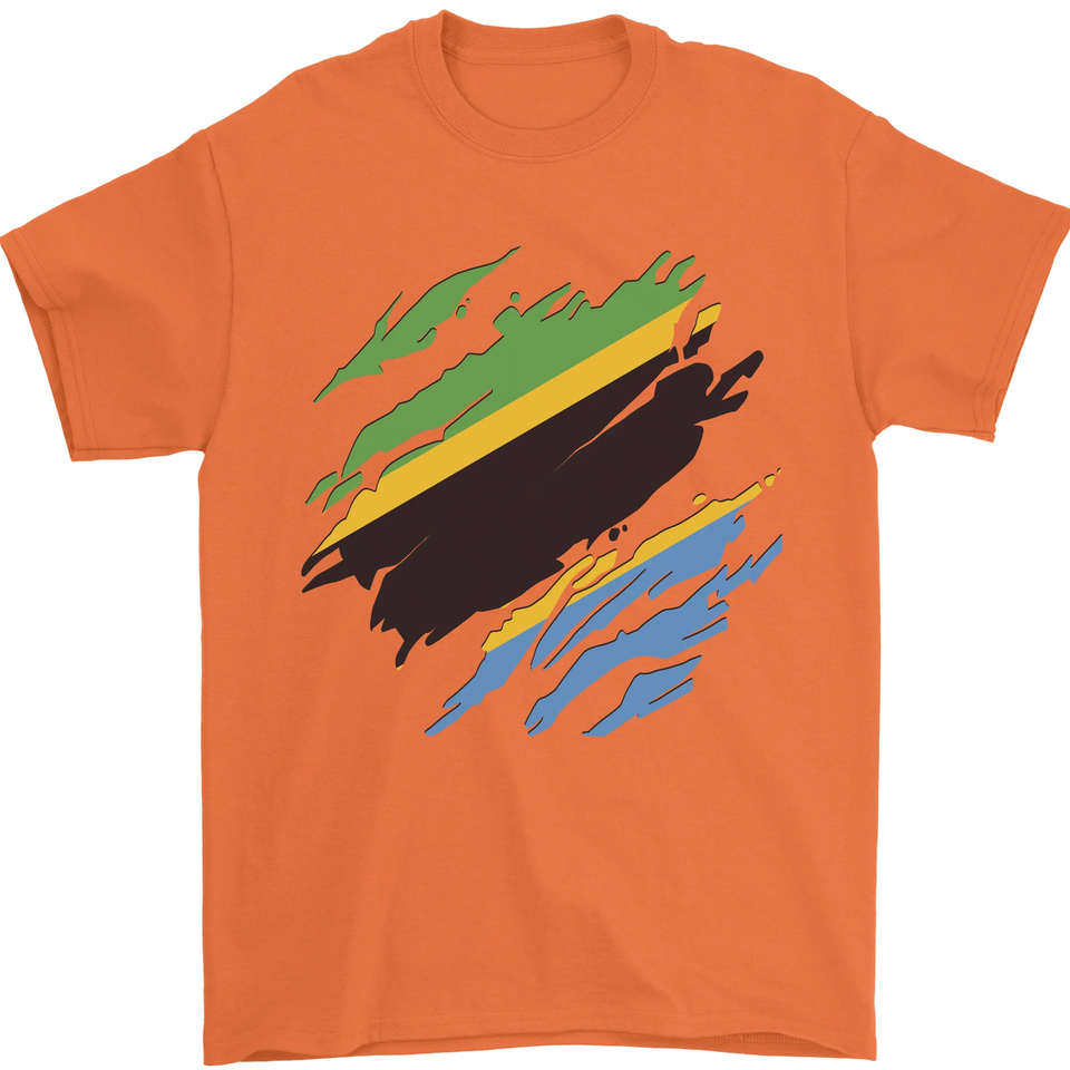 Torn Tanzania Flag Tanzanian Day Football Mens T-Shirt 100% Cotton | eBay