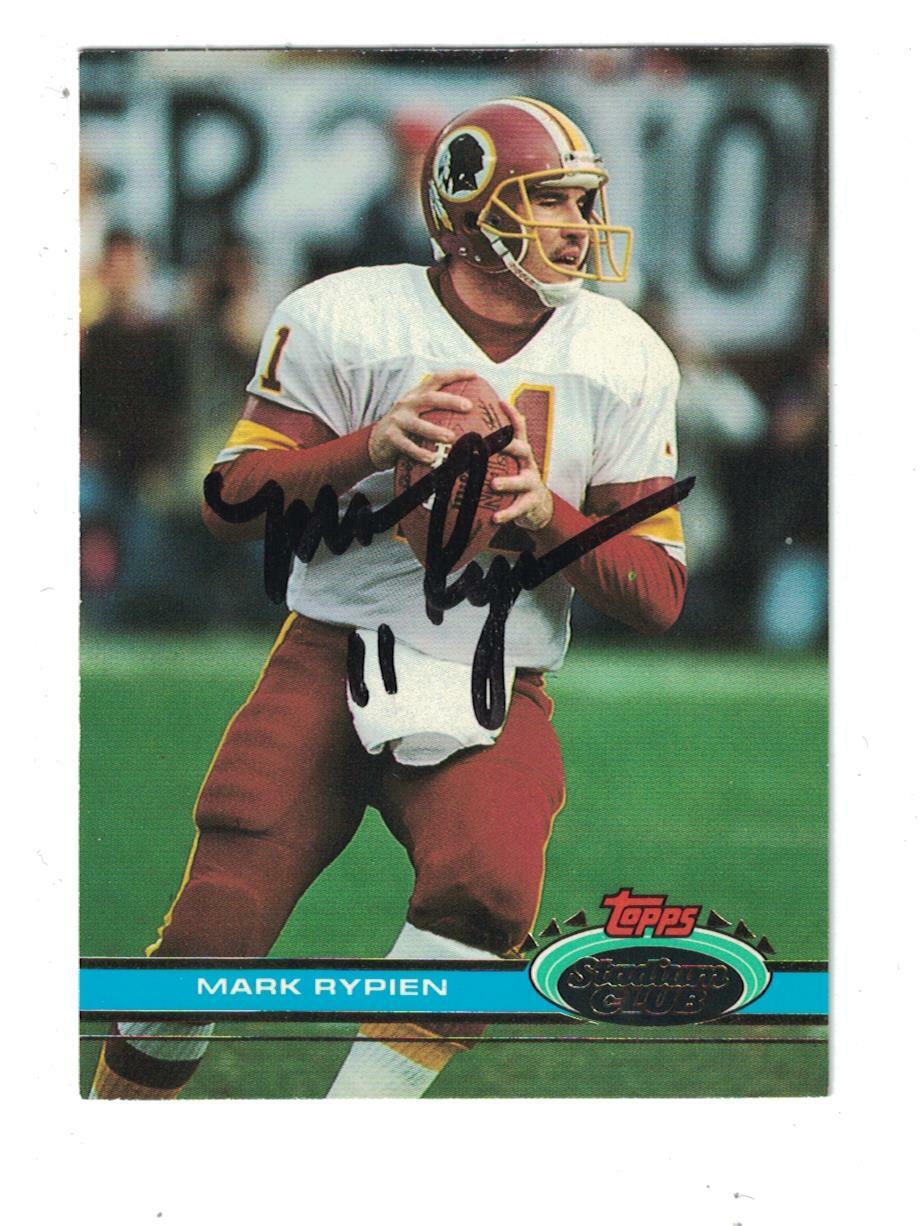 Mark Rypien AUTOGRAPHED 1991 STADIUM CLUB FOOTBALL CARD SIGNED ...