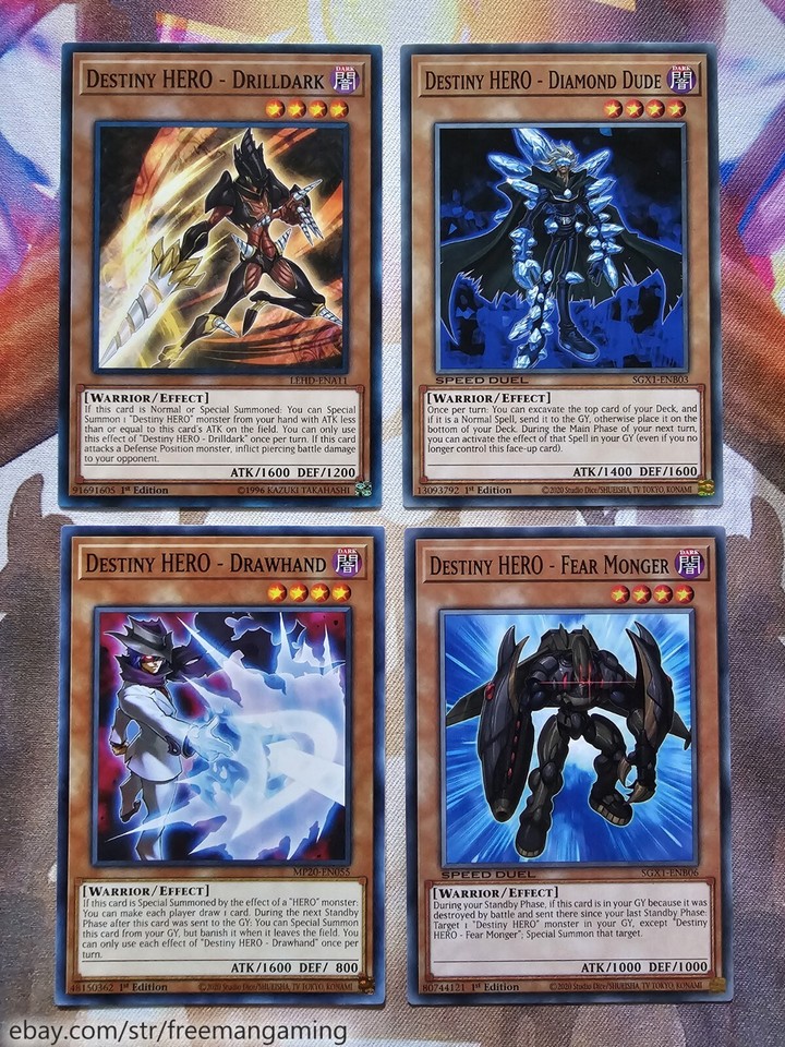 Yugioh Aster Phoenix Destiny Hero Deck 47 Card Fusion Malicious Plasma ...