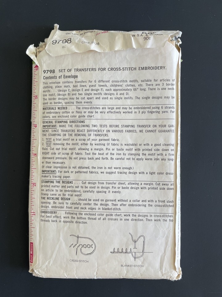 9798 Simplicity CROSS-STITCH Transfer Pattern Uttlerly Charming | eBay