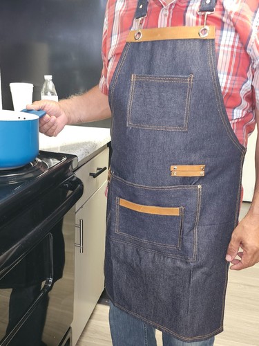 Denim/leather Aprons Thick for Heavy Duty Woodworking Cooking Work Shop ...