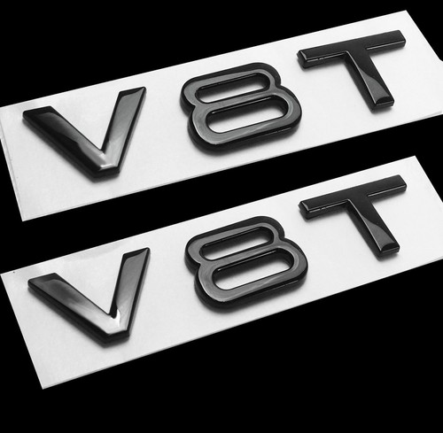 2 x Black V8T Glossy Car Styling Fender Badge Sticker Emblem For All ...