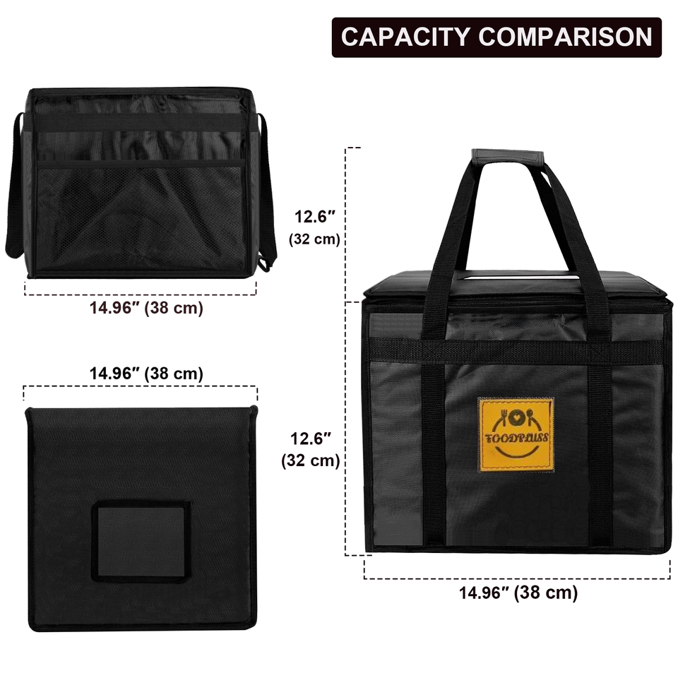 Hot Food Delivery Bag 45L - Insulated Pizza Box, Thermal Bags for Uber ...