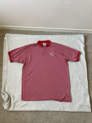 Vintage Cincinnati Reds Polo Shirt XXL Red Dynasty MLB Logo Golf Shirt ...