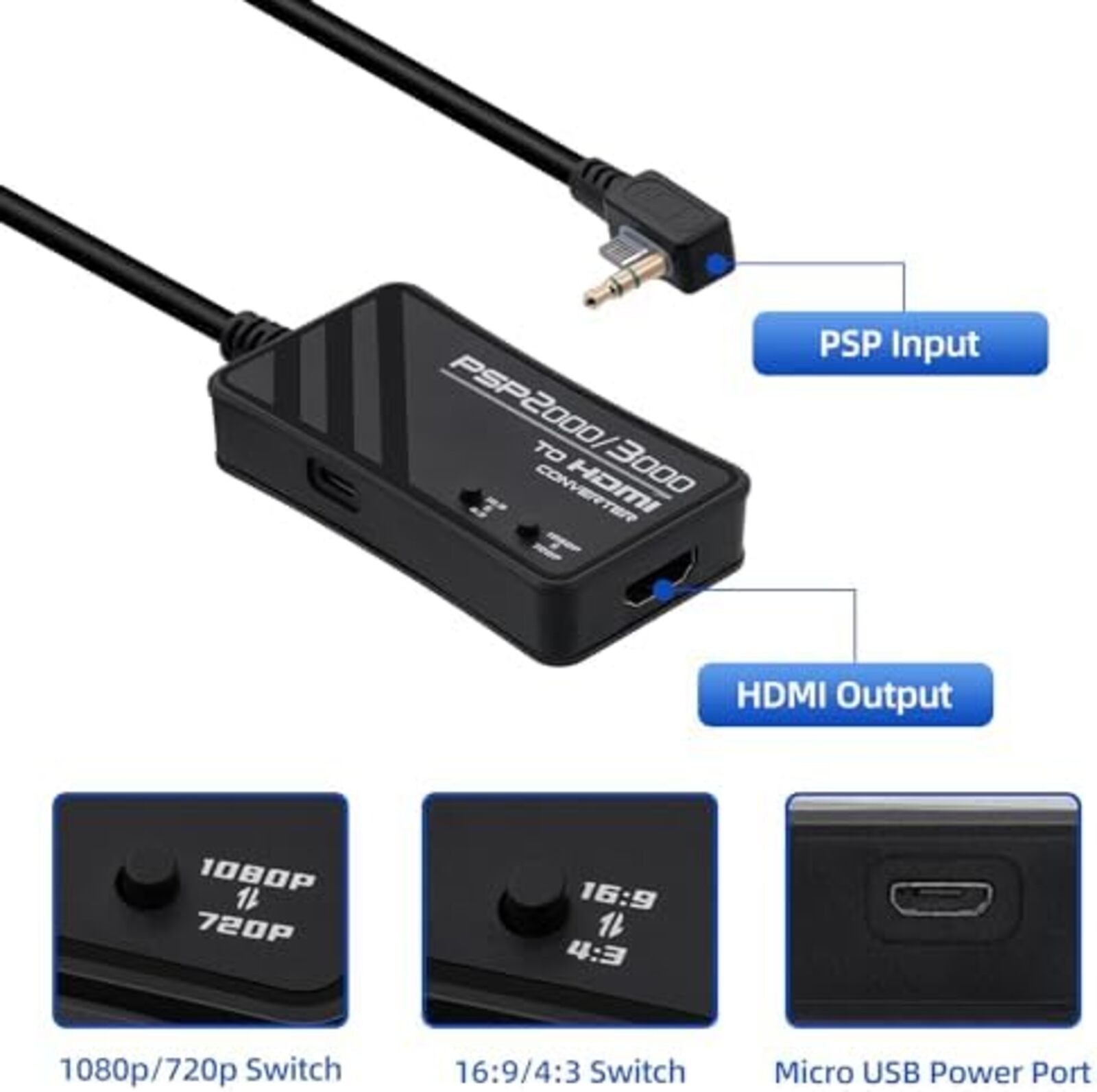 Mcbazel HDMI Converter for PSP 3M Length Compatible with 2000/3000 ...