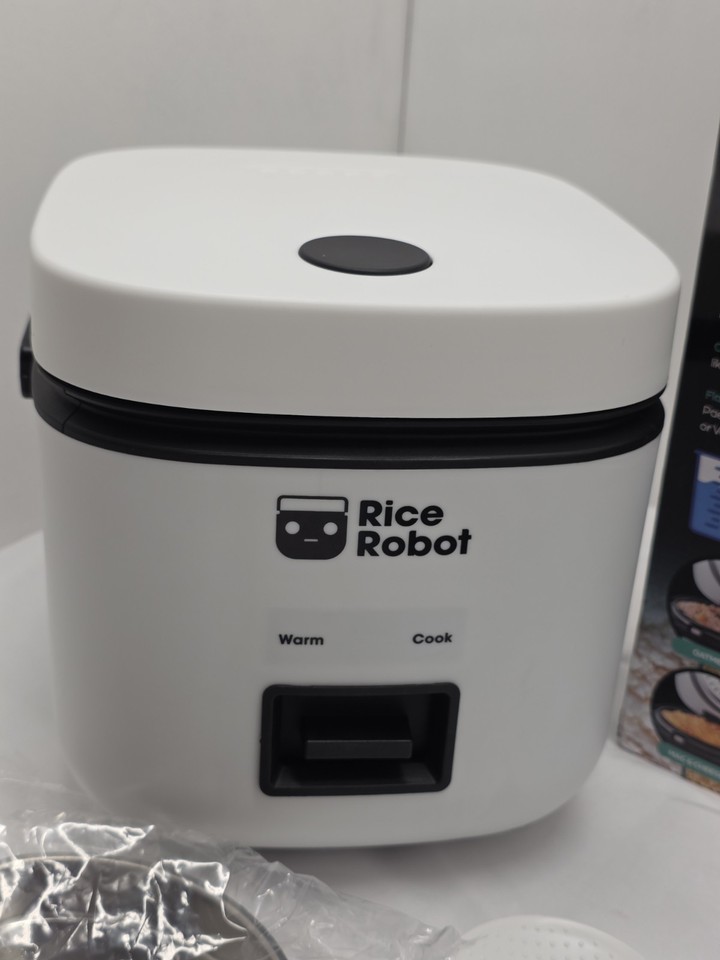 Rice Robot 4 Cup White Space Saving Rice Cooker with Ceramic Nonstick ...