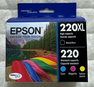 Epson 220XL Black 220 Cyan Magenta Yellow Ink Set T220XL-BCS 2026 ...