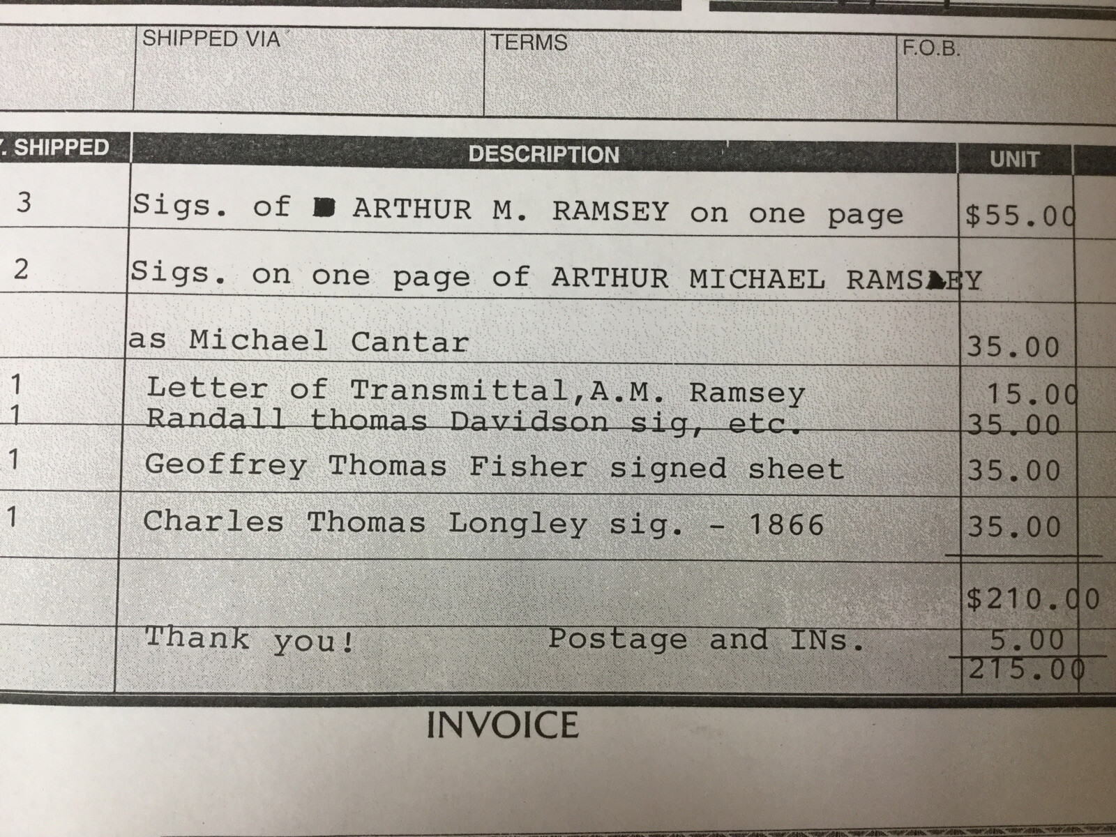 Randall Thomas Davidson AUTOGRAPH Anglican Archbishop of Canterbury ...