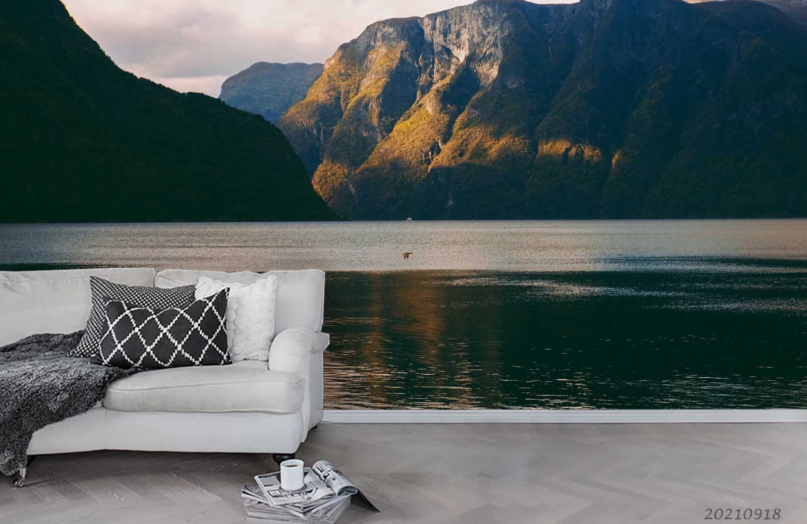 3D Mountains Lake Nature Landscape Self-adhesive Removable Wallpaper ...