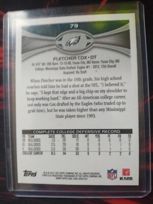 Fletcher Cox 2012 Topps #79 Rookie | eBay