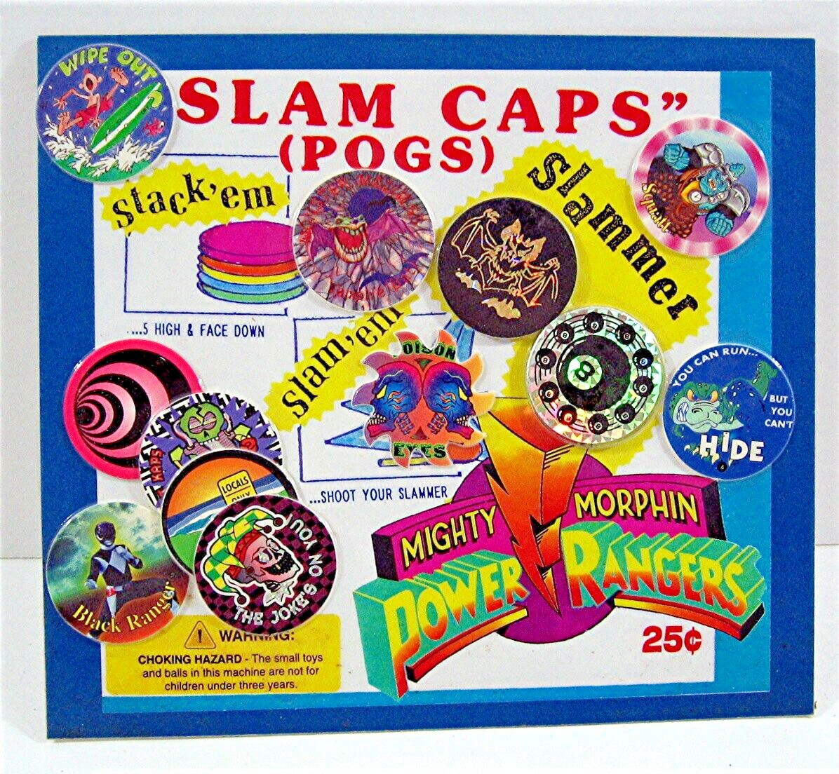 POGS Slam Caps Mighty Power Rangers Old Gumball Vend Machine Disp Card ...