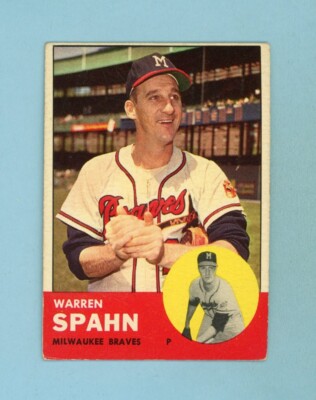 1963 Topps #320 Warren Spahn Milwaukee Braves Baseball Card EX | eBay