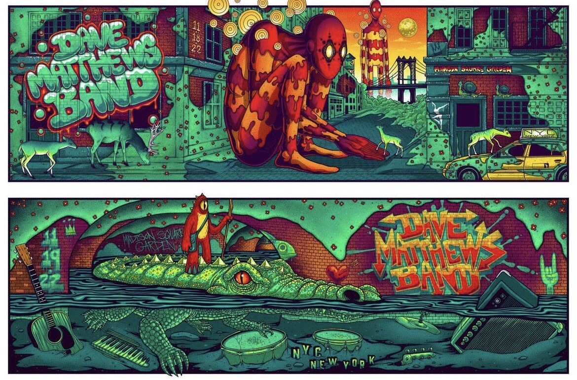 DAVE MATTHEWS BAND POSTER SET 11/18 & 11/19 2022 MSG NYC JIM MAZZA ...