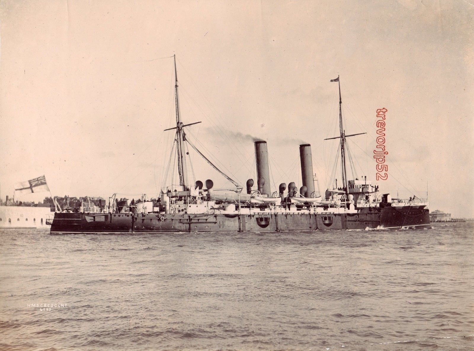 HMS Crescent 1892 First Class Cruiser Naval large original Photograph ...