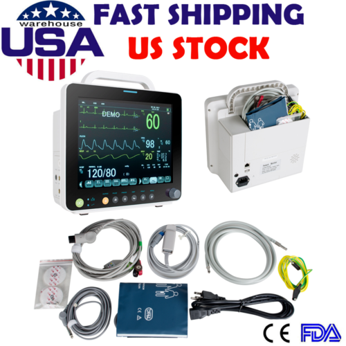 12'' Patient Monitor Vital Signs Cardiac System-6 Parameters Medical/US ...