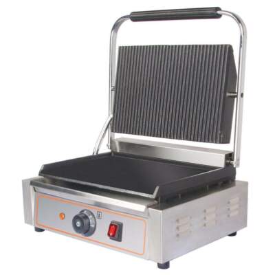 Commercial Panini Toaster Machine Ribbed Top Grill Electric Sandwich ...