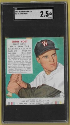 1952 Red Man Tobacco w/tab Eddie Yost Senators SGC 2.5 | eBay