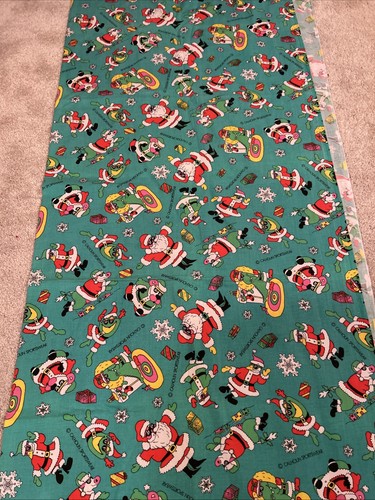 Vtg Calhoun Sportswear Anthropomorphic Santa Gator Cow Xmas Fabric 69 ...