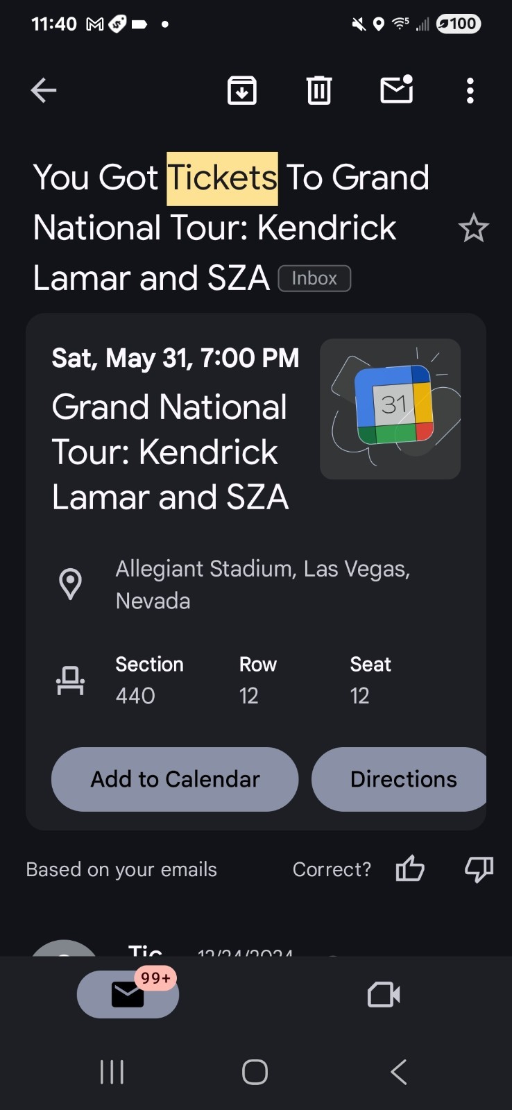 Gnx Kendrick Lamar Ticket , Las Vegas Show | eBay