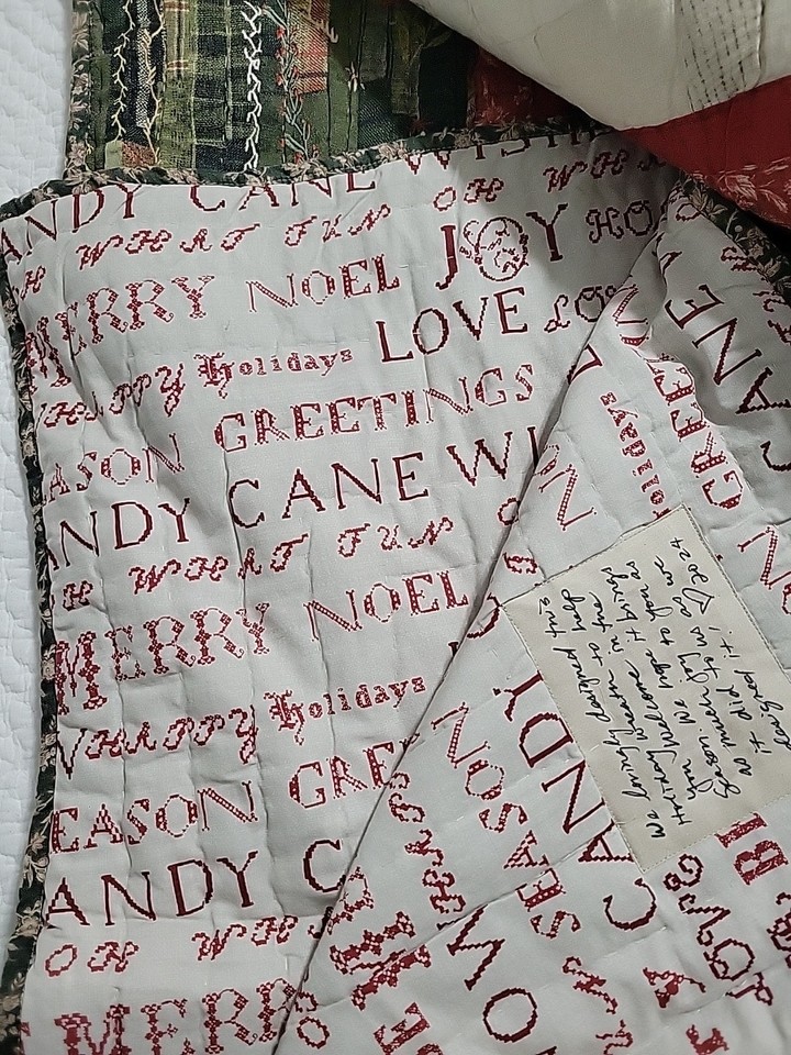 Pottery Barn Winter Wreath Handcrafted Reversible Quilt King/Cal King ...