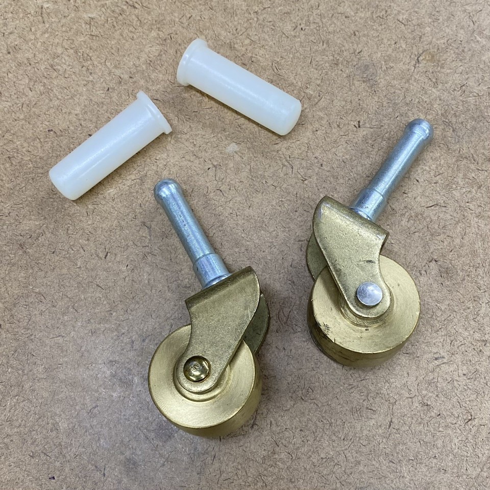 1Pair New/Blemished Brass Front Casters/Wheels for Spinet/Console ...