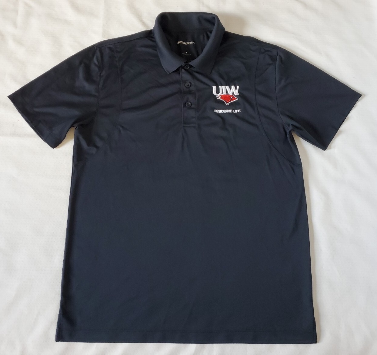 UIW Mens Medium Black Polo Shirt Embroidered "Residence Life" 100% ...