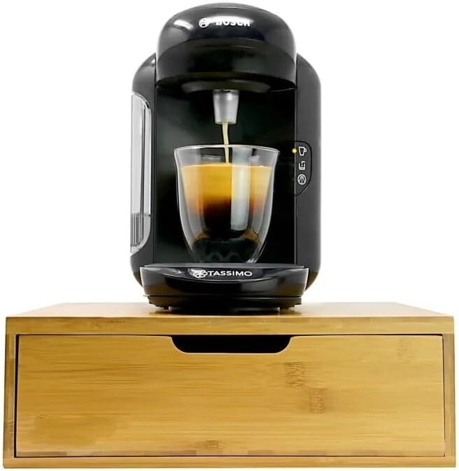 Coffee Pod Drawer & Stand Bamboo 64 Tassimo Pods Holder Capsule ...