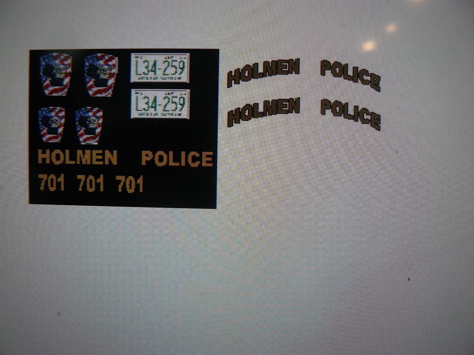 Holmen Wisconsin Police OLD SCHOOL Patrol Car Decals 1:24 | eBay