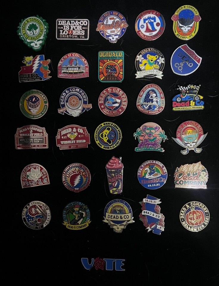 Dead and Company Complete Pin Collection of 274 Official Tour Pins 2015 ...
