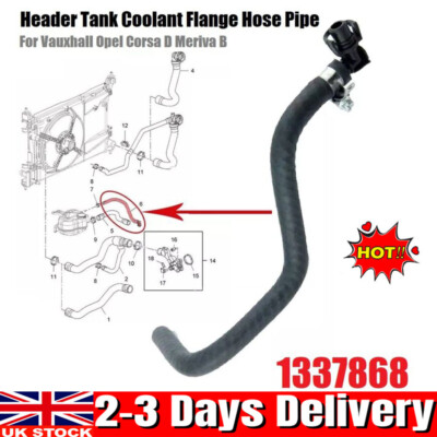 HEADER TANK COOLANT FLANGE HOSE HEADER PIPE FOR VAUXHALL OPEL CORSA D ...