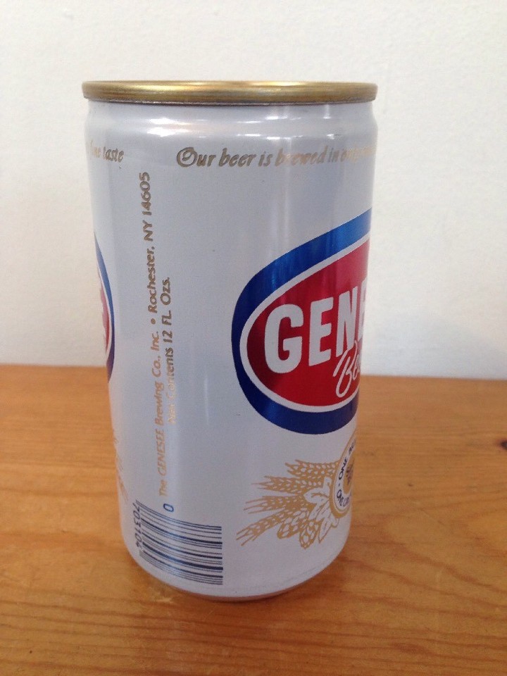 Vtg Flat Pop Top Pull Tab Beer Can Genesee Brewing Co Red White Blue ...