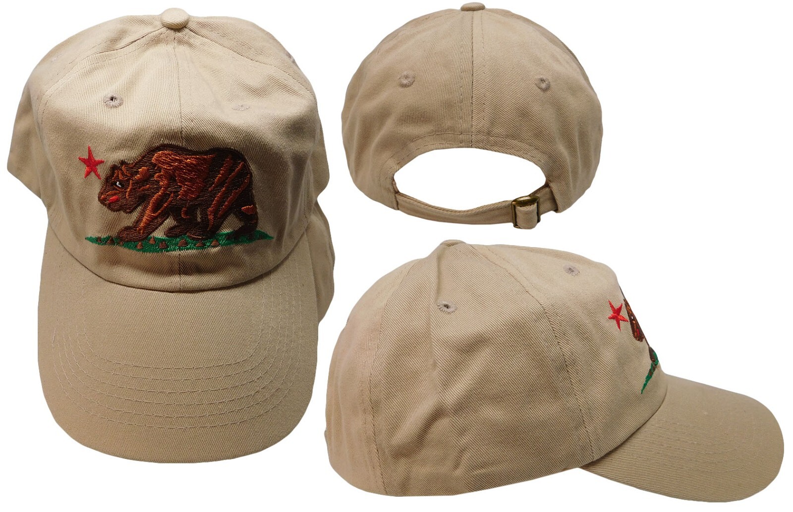 State of California Khaki Beige Premium Cotton Adjustable Embroidered ...