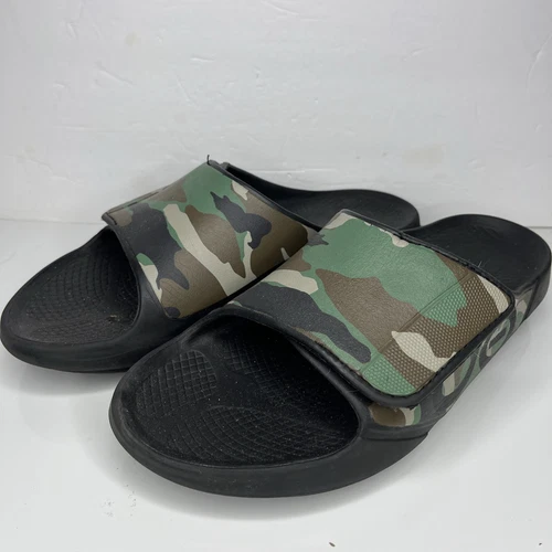 Oofos OOahh Sport Flex Slide Mens 12 Black Camo Cushion Recovery Sandal ...