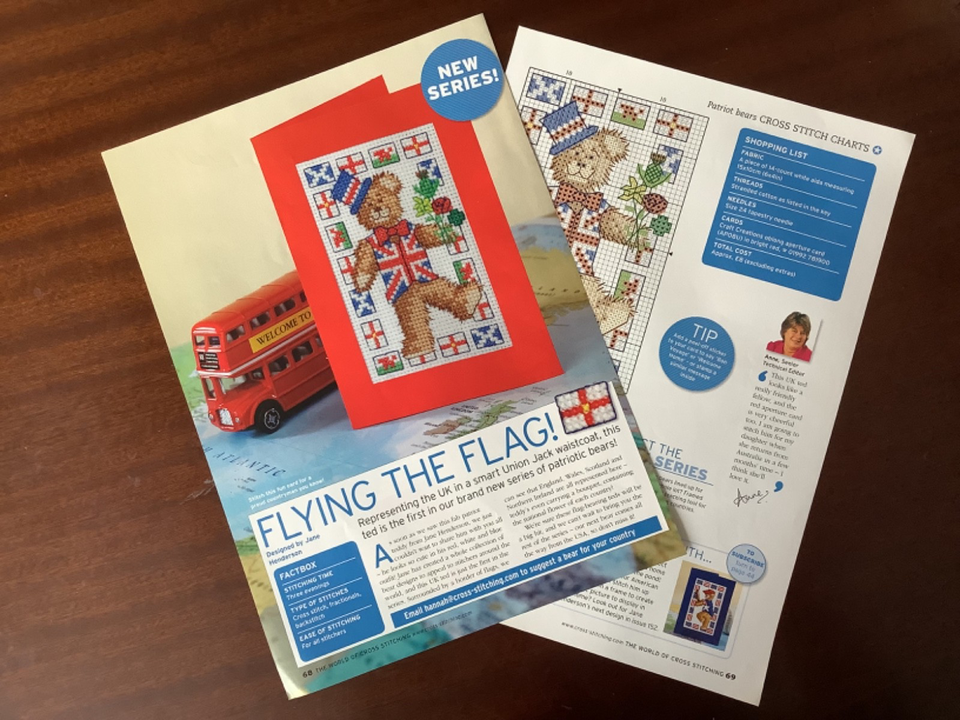 Union Jack Teddy Bear Cross Stitch Chart **from a magazine** | eBay UK