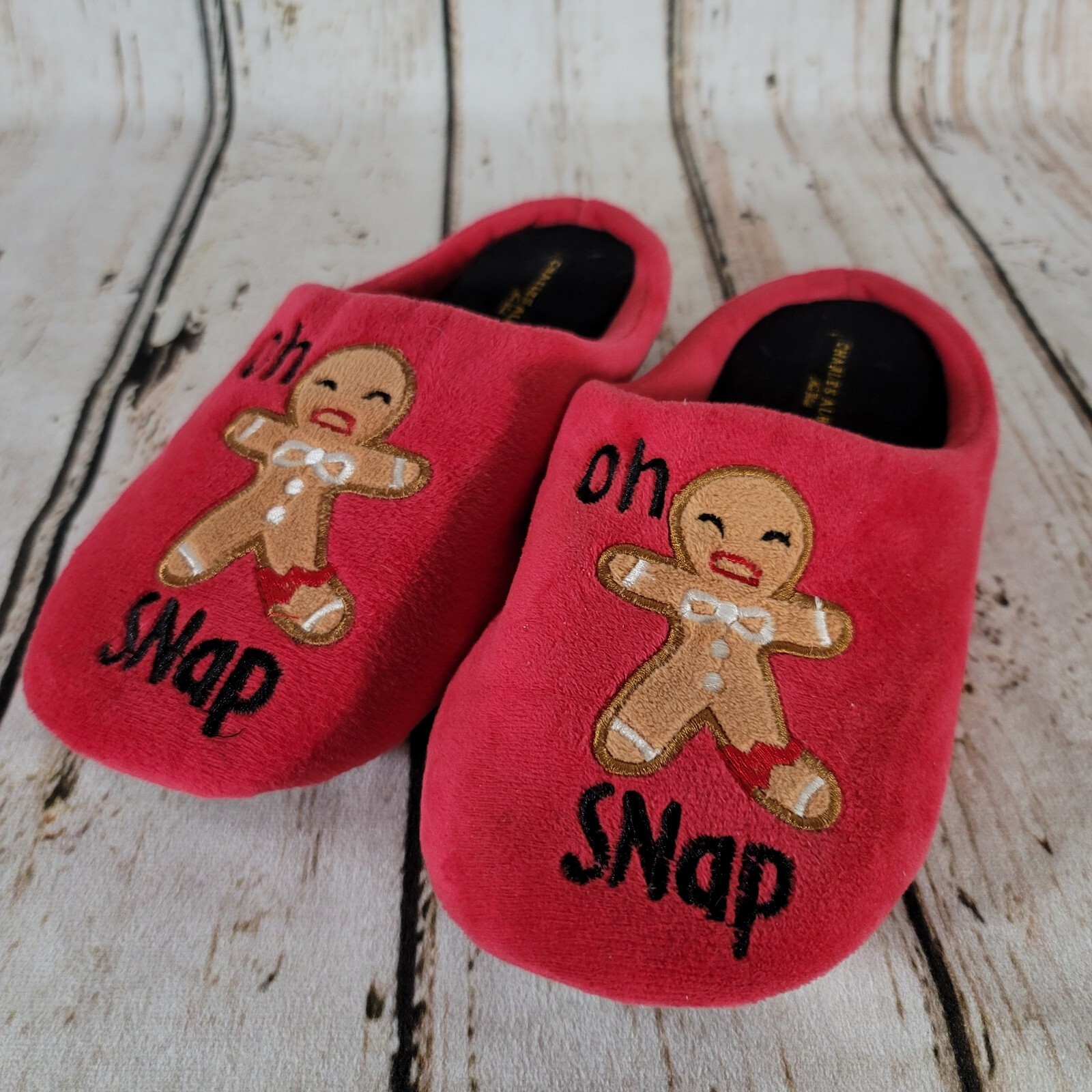Christmas Slippers Gingerbread Man OH SNAP Charles Albert Size M 7/8 | eBay