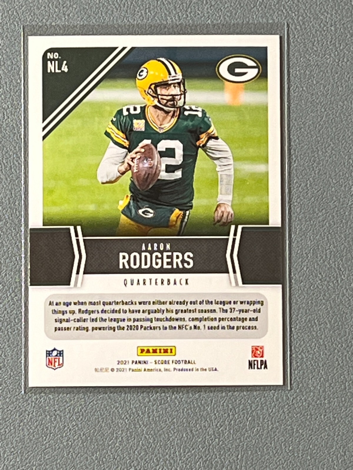 2021 Score Football Aaron Rodgers Next Level Stats SP Red Parallel #NL4 ...