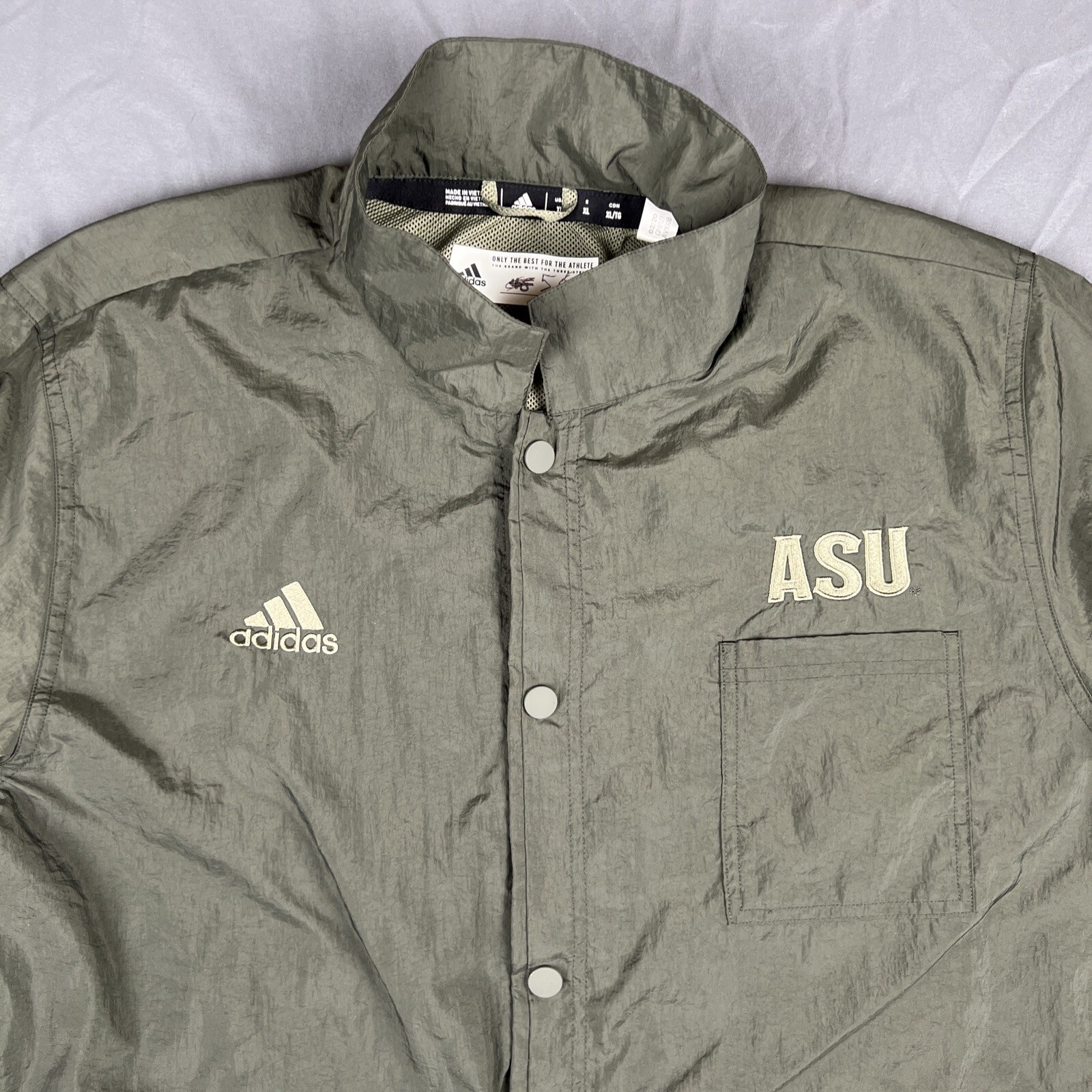 ADIDAS ASU American Flag Patch Windbreaker Jacket Men's Size XL Army ...