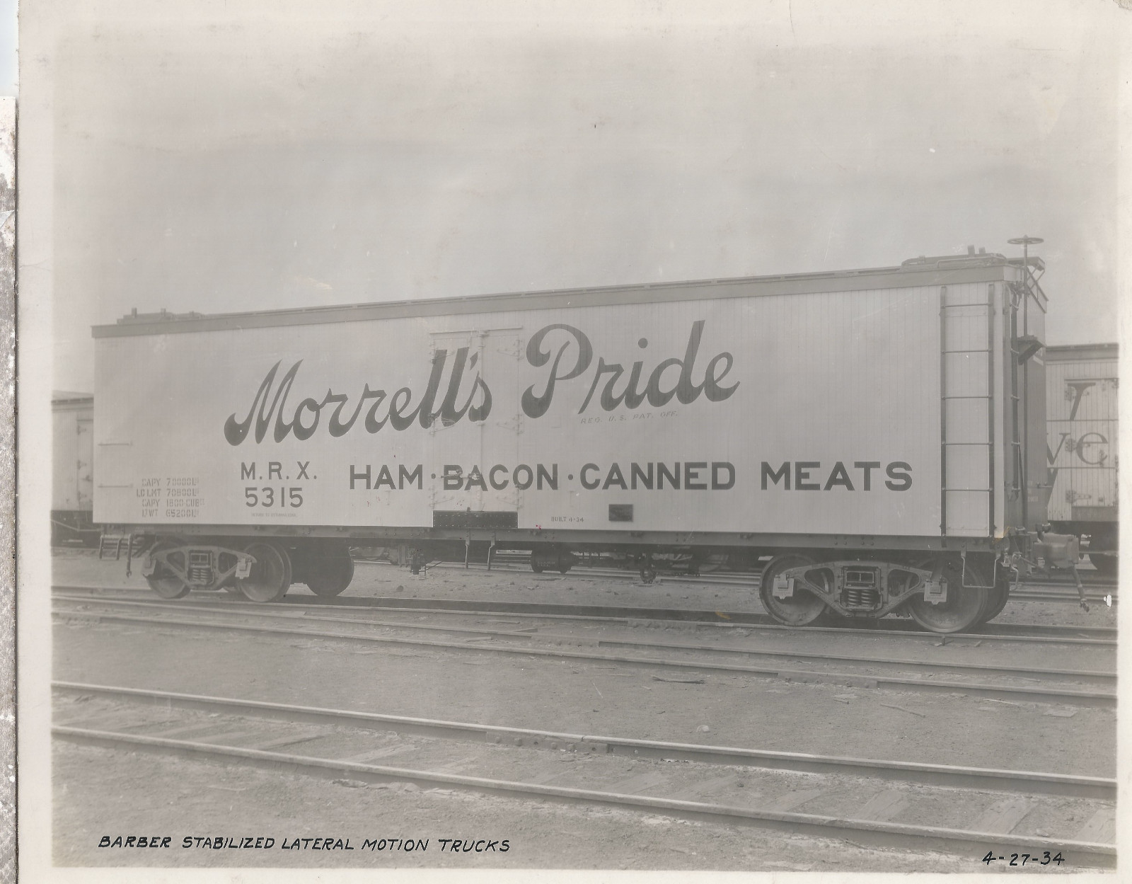 Morrell's Pride 1934 Refrigerated Box Car for Meat 8" x 10" Photograph ...