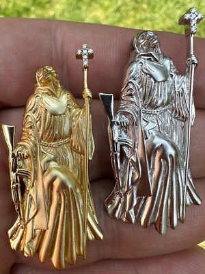 Santa Muerte Grim Reaper Death Pendant W. AK47 925 Silver / Gold Plated ...