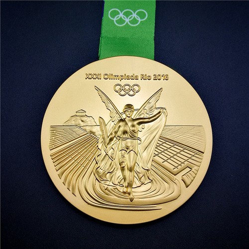 New 2016 RIO DE Olympic Souvenir Gold Medal with Commemorative Ribbon ...