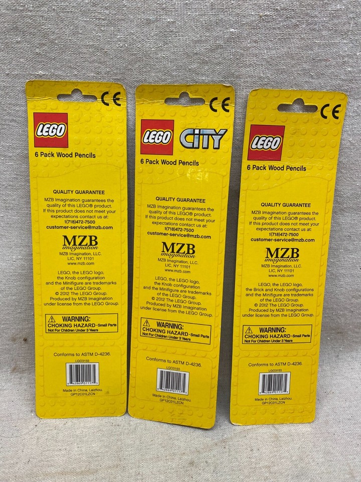 Lot of 3 LEGO 6 Pack No.2 Wood Pencils NOS Lego City Bricks | eBay