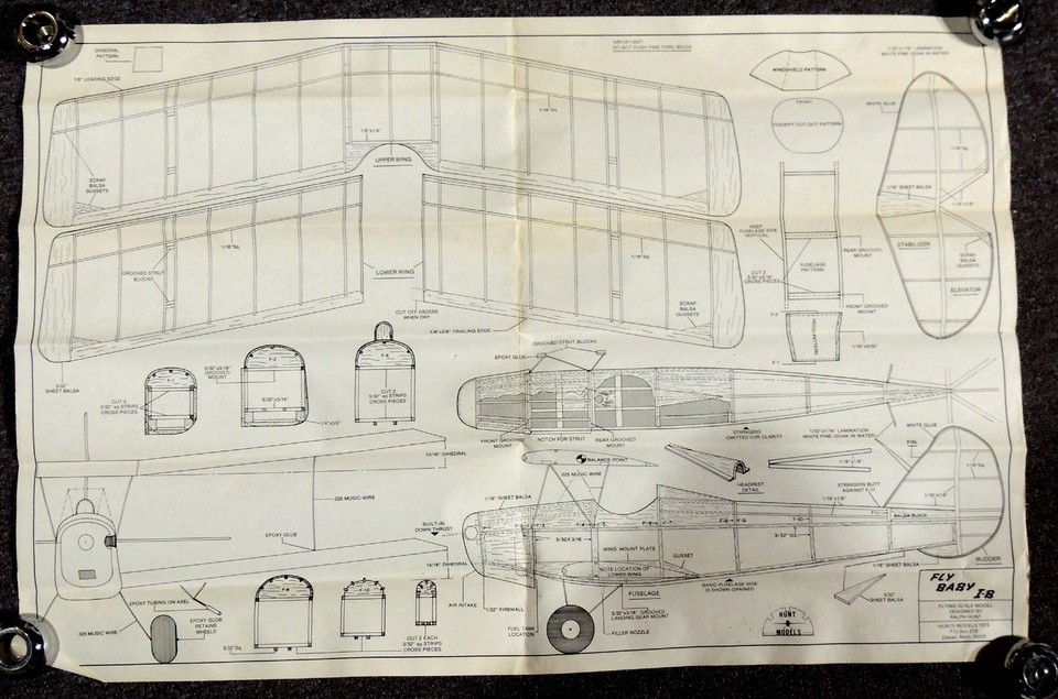 Vintage Fly Baby I-B bipe kit by Hunt Models !979 Complete -NIB-Rare | eBay