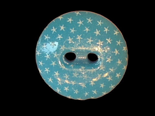 Turquoise colored body antique 2 hole china calico button ~ pattern #1 ...