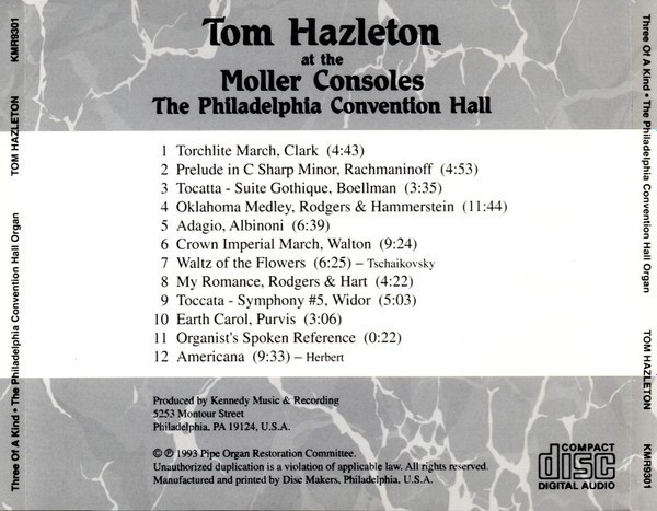 Tom Hazleton Playing the Historic Moller Three of a Kind Philadelphia ...