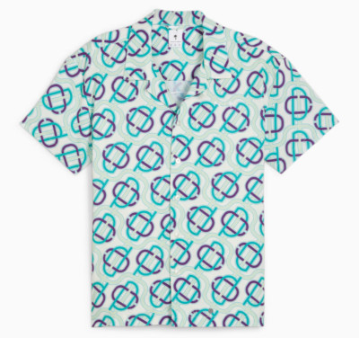 Puma Graphic Collared S/S Button Up Shirt X Palm Tree Green, White Men ...